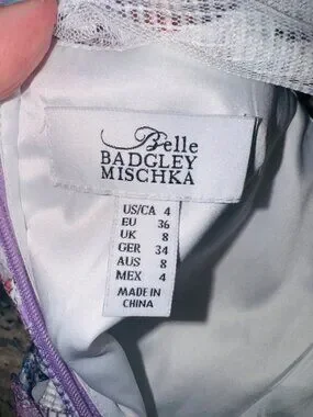 Badgley Mischka | Dresses | Belle Badgley Mischka Purple Floral Semi ...